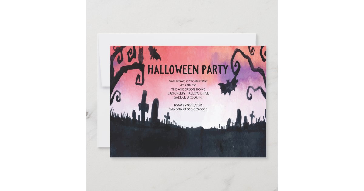 Haunted Graveyard Halloween Party Invitations | Zazzle