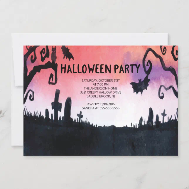 Haunted Graveyard Halloween Party Invitations | Zazzle