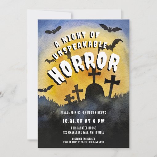 Haunted Graveyard Horror Halloween Party Invite | Zazzle