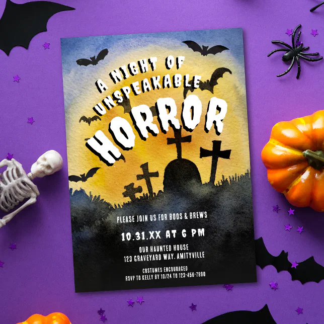 Haunted Graveyard Horror Halloween Party Invite | Zazzle