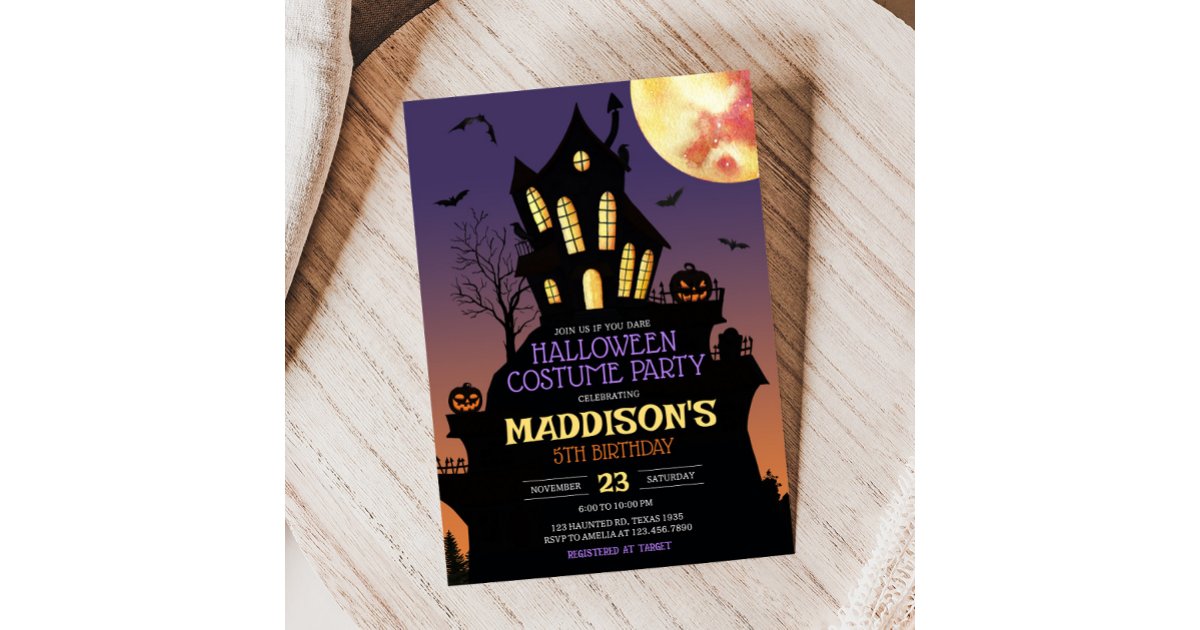 Haunted Halloween Birthday Costume Party Invitation | Zazzle