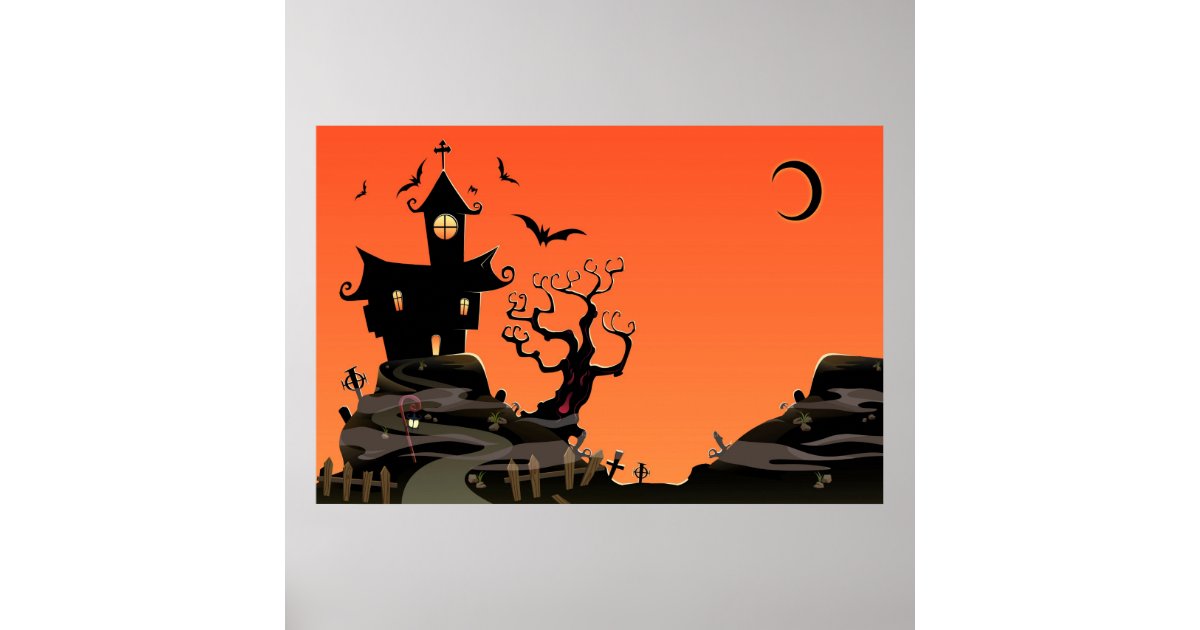 Haunted Halloween House Poster | Zazzle