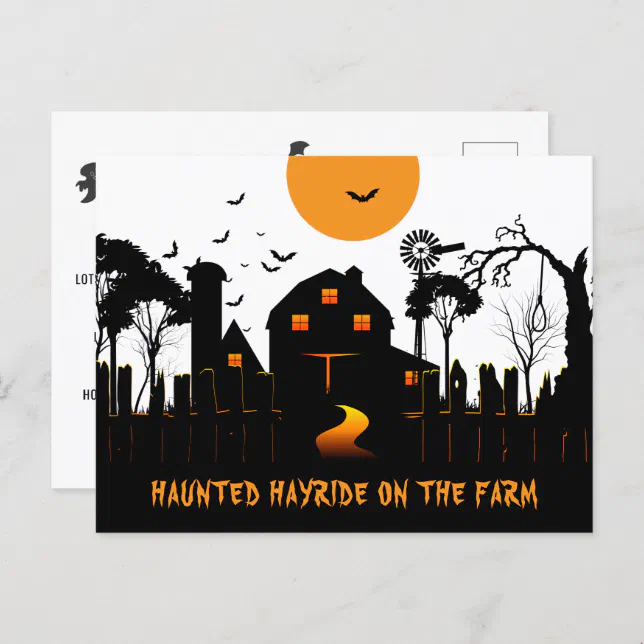Haunted Halloween on the Farm Postcard | Zazzle
