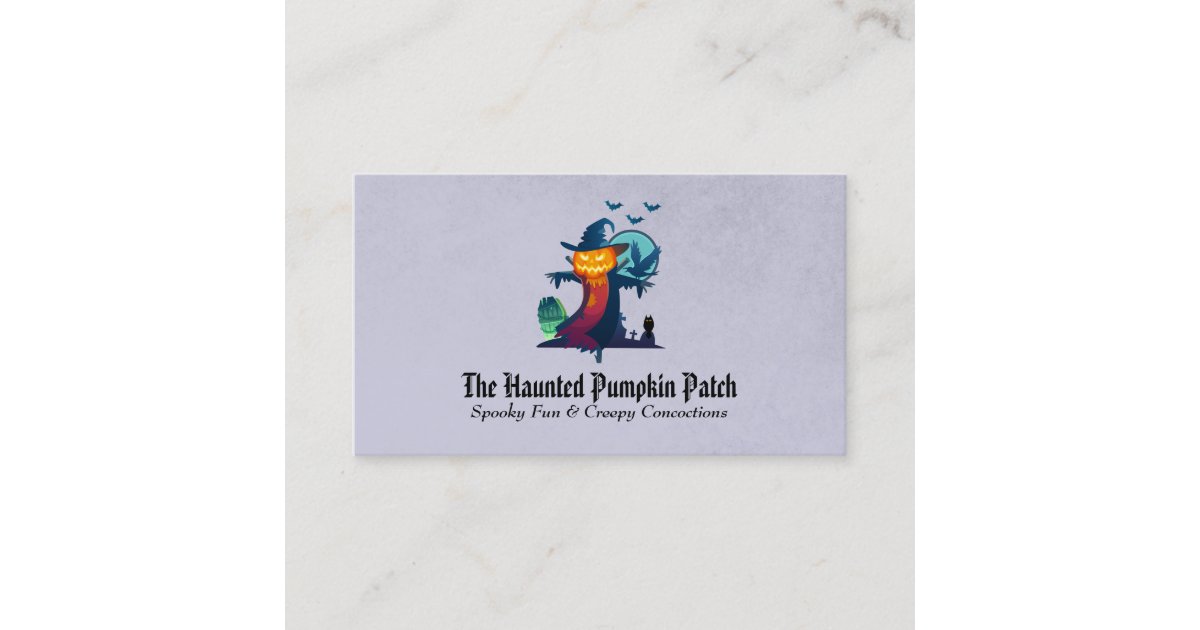 Haunted Halloween Pumpkin Head Scarecrow Spooky Business Card | Zazzle