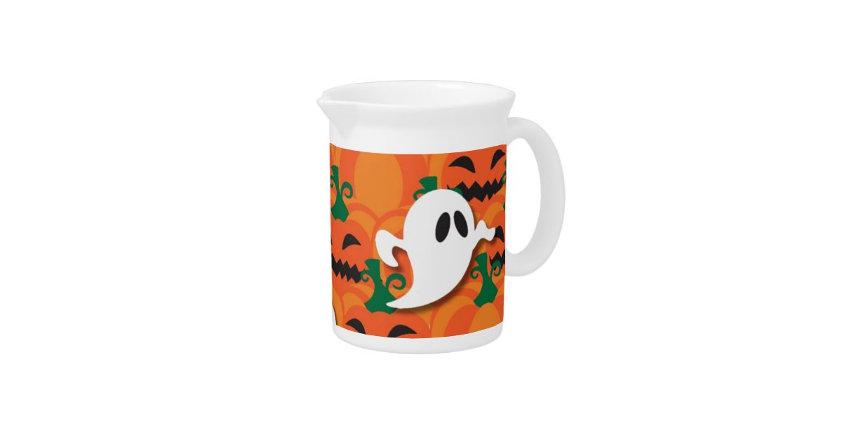 Haunted Halloween Pumpkin Patch Ghosts Pitcher | Zazzle