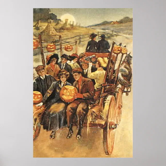 Haunted Hayride Jack O' Lantern Pumpkin Moon Poster | Zazzle