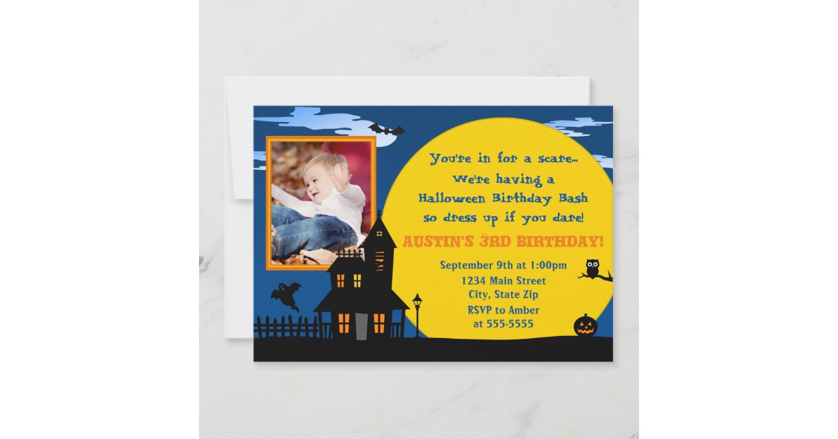 Haunted House Halloween Birthday Invitation | Zazzle