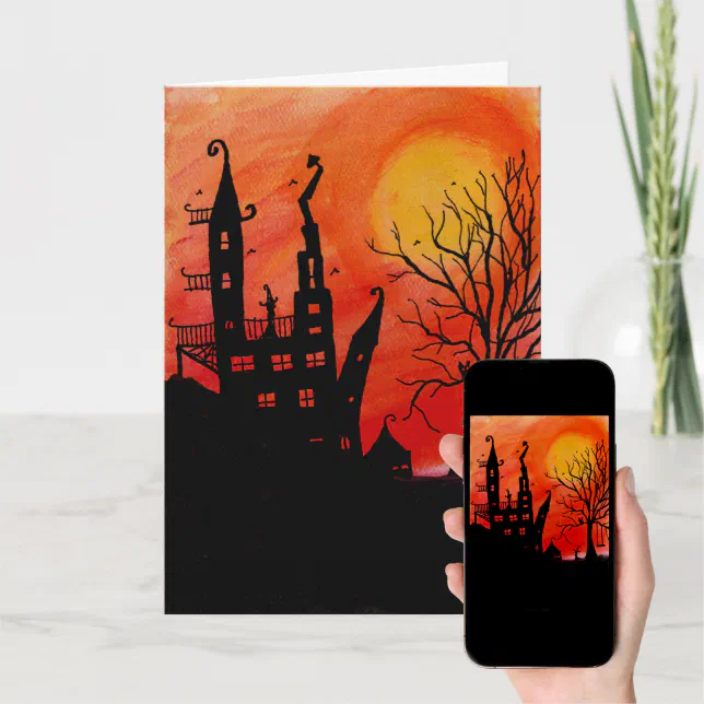 Haunted House Halloween Card | Zazzle
