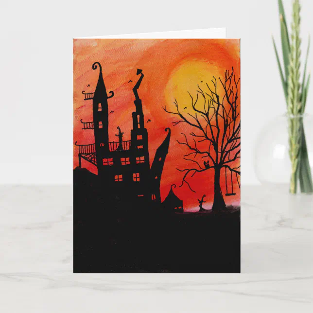 Haunted House Halloween Card | Zazzle