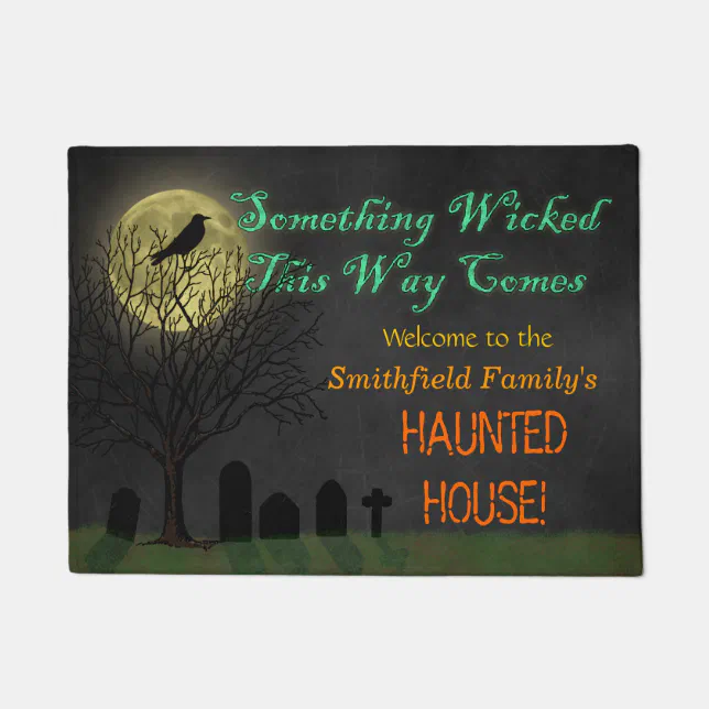 Haunted House Halloween Custom Crow Moon Wicked Doormat | Zazzle