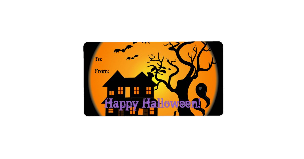 Haunted House Halloween Gift Tag Label | Zazzle