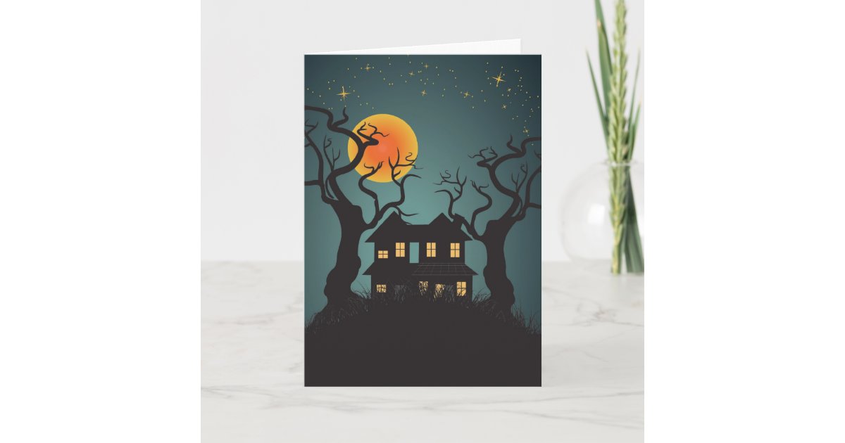 Haunted House Halloween Greeting Card | Zazzle