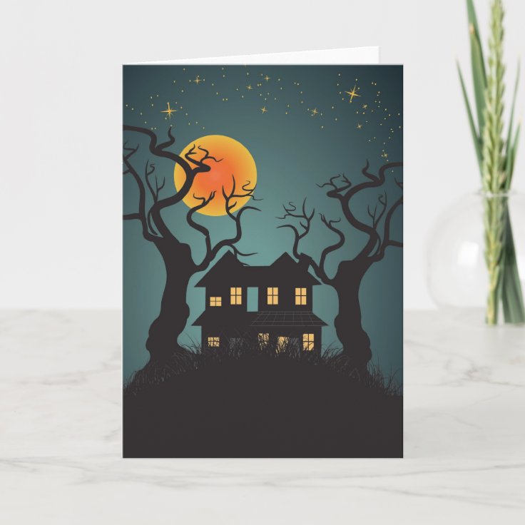 Haunted House Halloween Greeting Card | Zazzle