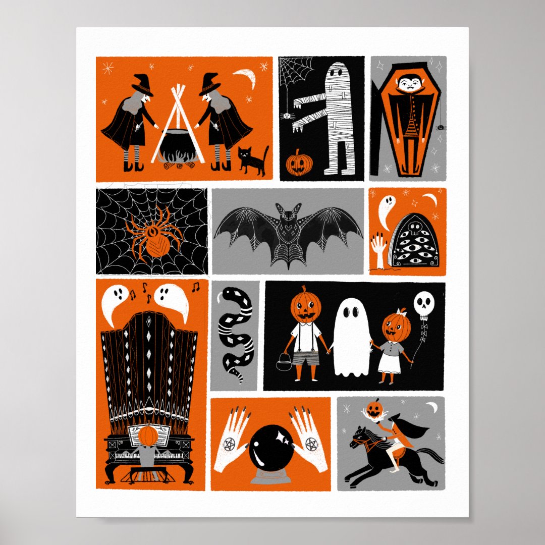 Haunted House Halloween illustration Poster | Zazzle