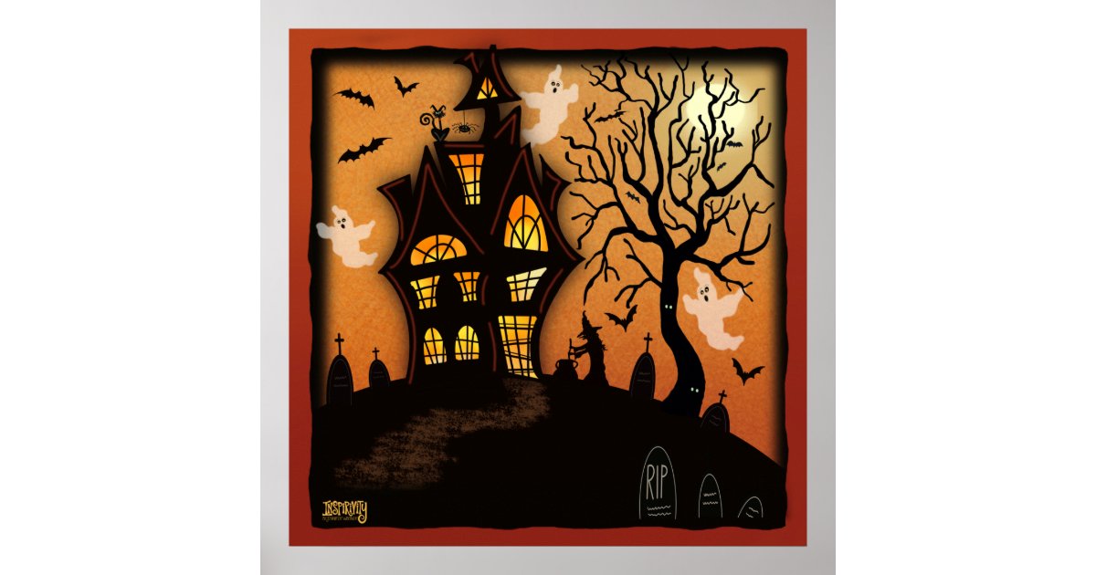 Haunted House Halloween Inspirivity Classroom Poster | Zazzle