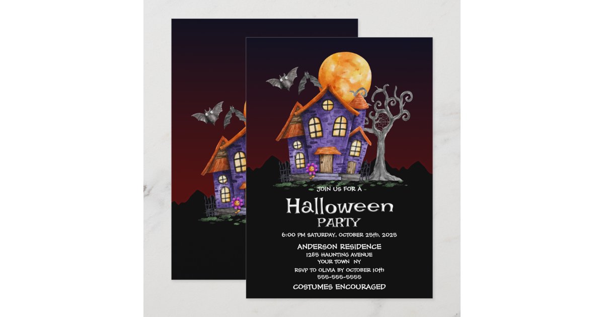 Haunted House Halloween Party Invitation | Zazzle