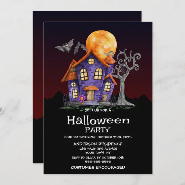 Haunted House Halloween Party Invitation | Zazzle