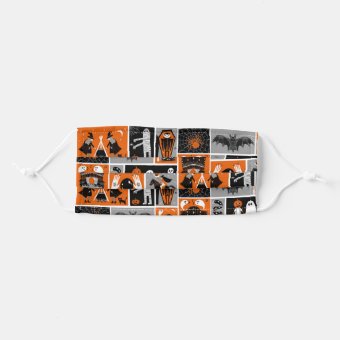 Haunted House Halloween pattern Adult Cloth Face Mask | Zazzle