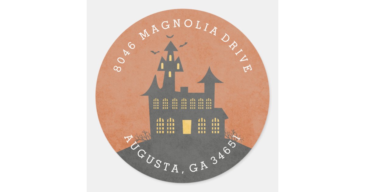 Haunted House Halloween Return Address Label | Zazzle