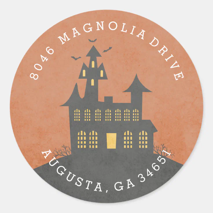 Haunted House Halloween Return Address Label | Zazzle