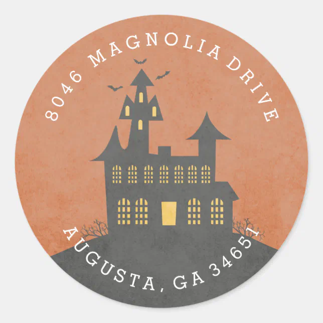 Haunted House Halloween Return Address Label | Zazzle