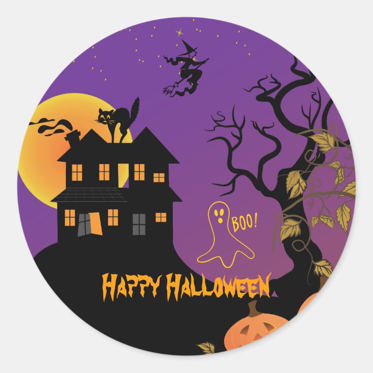 Haunted House Halloween Stickers | Zazzle