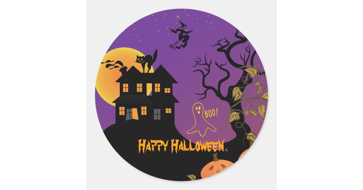Haunted House Halloween Stickers | Zazzle