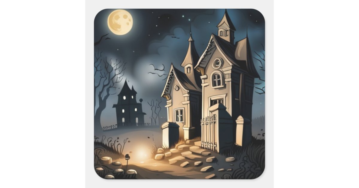 Haunted House Halloween Stickers | Zazzle