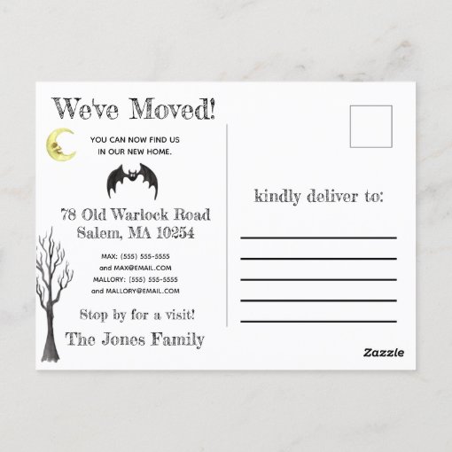 Haunted House, Halloween Themed Moving Annoucement Postcard | Zazzle