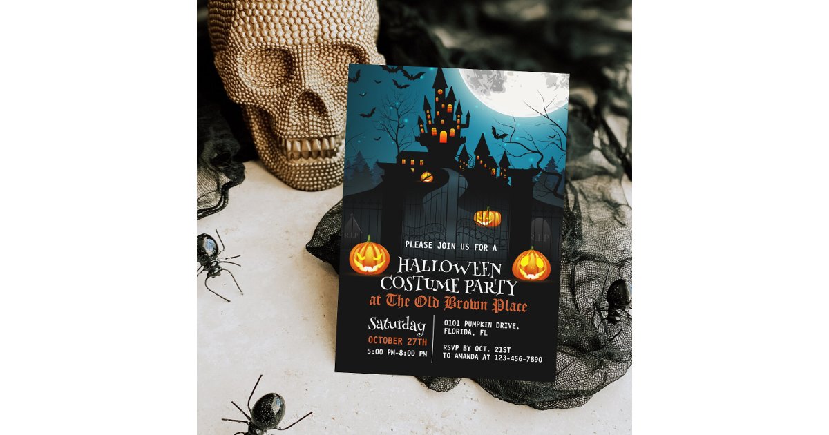 Haunted House Invitation Halloween Costume Party | Zazzle