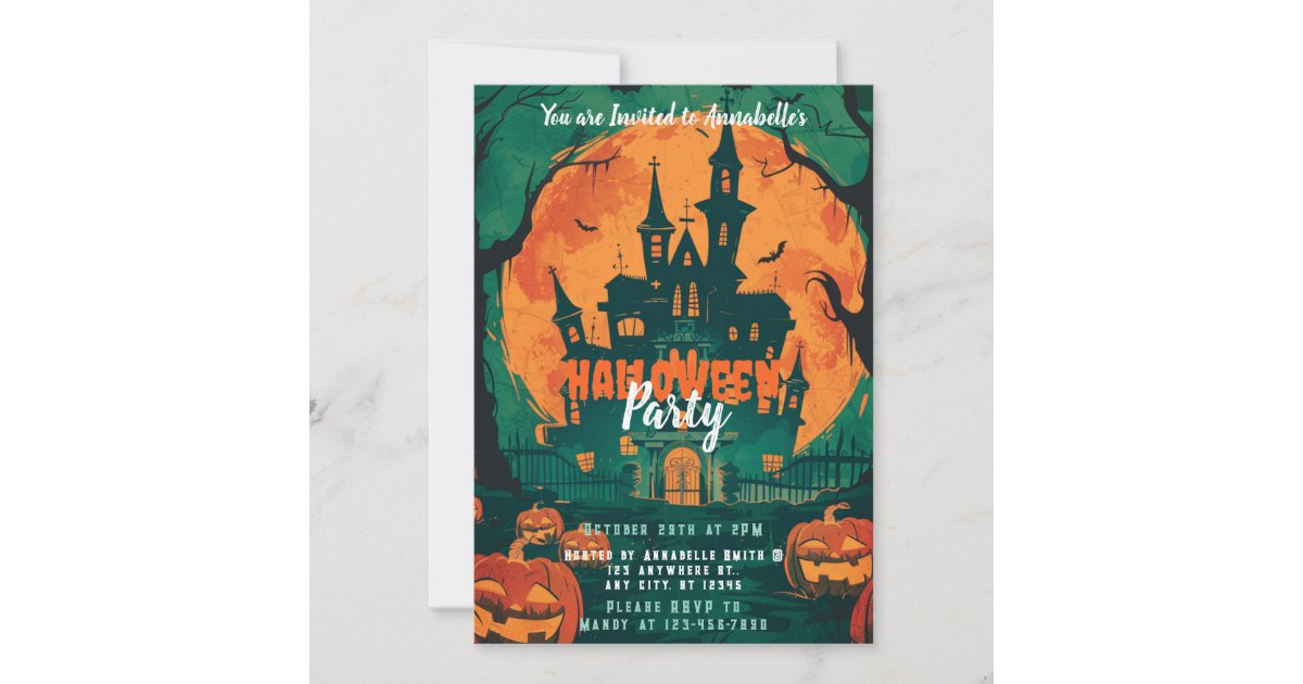 Haunted House Jack-O' Lanterns Halloween Party Invitation | Zazzle