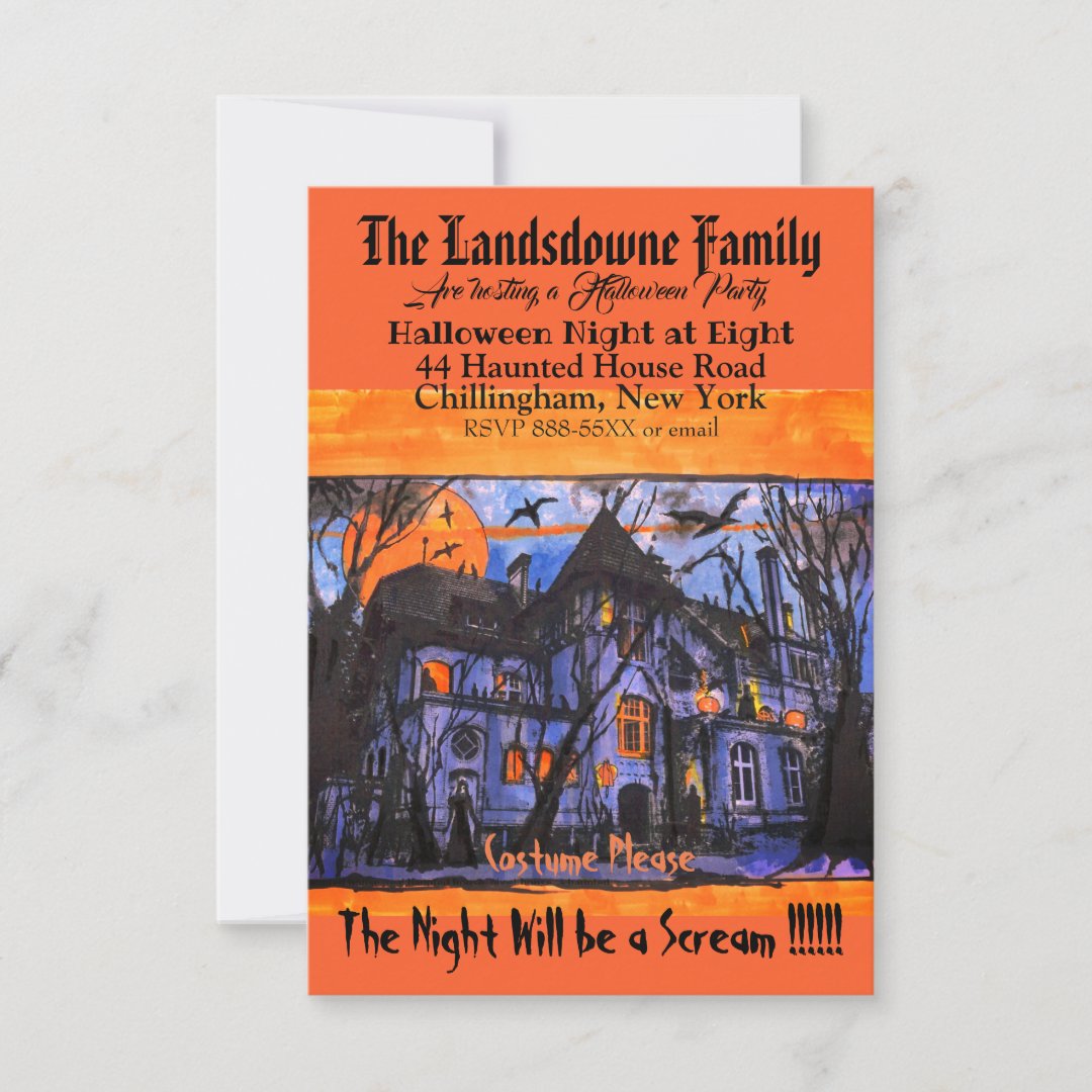 Haunted House Personalized Halloween Invitation | Zazzle