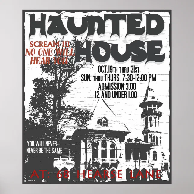 HAUNTED HOUSE POSTER | Zazzle