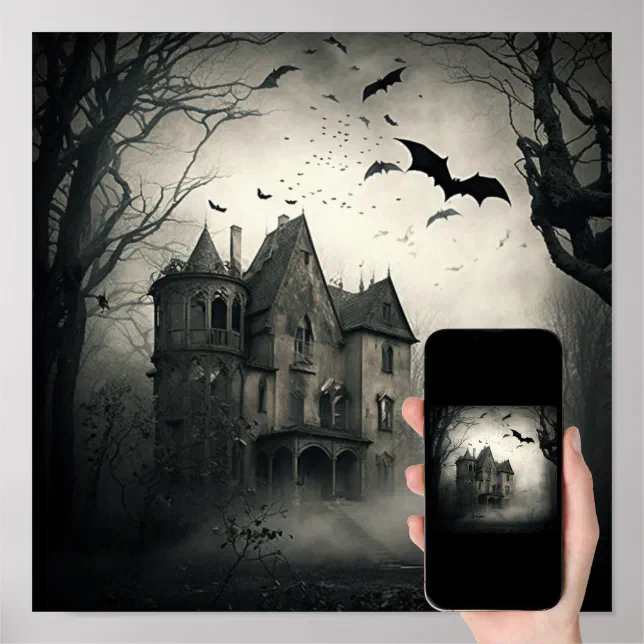 Haunted House Poster - Halloween Spooky Print | Zazzle