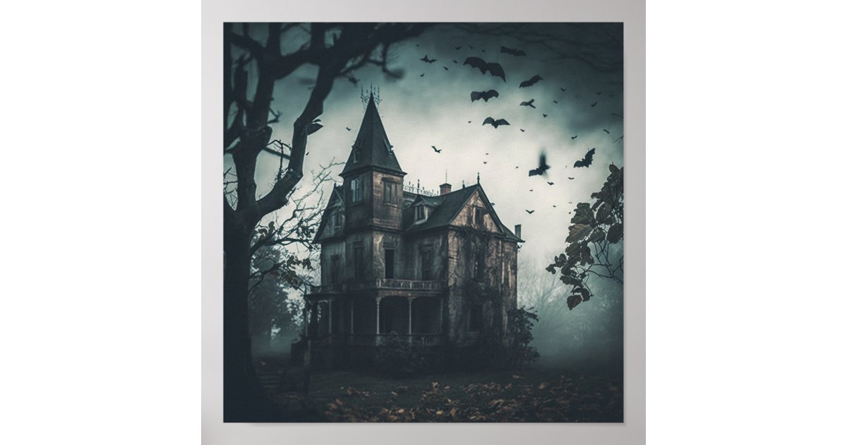 Haunted House Poster - Halloween Spooky Print | Zazzle