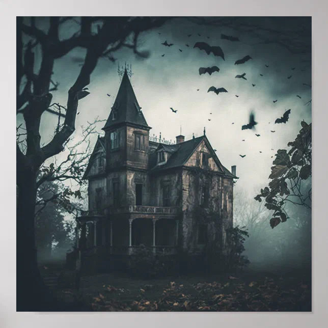 Haunted House Poster - Halloween Spooky Print | Zazzle