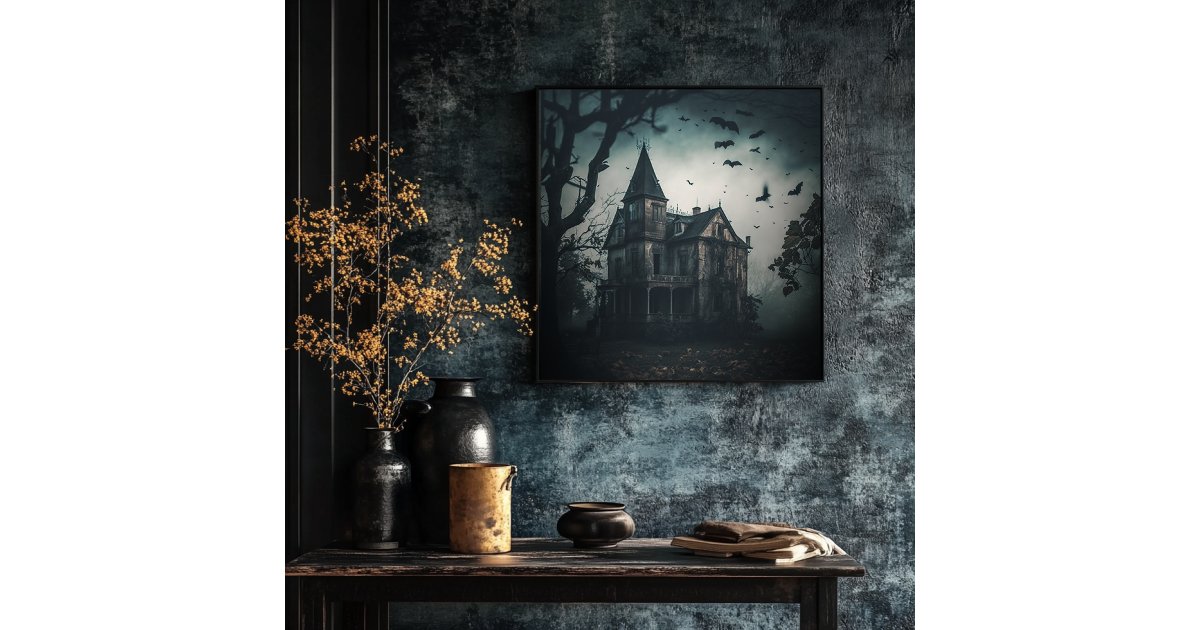 Haunted House Poster - Halloween Spooky Print | Zazzle