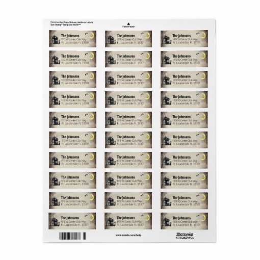 Haunted House Spooky Halloween Black Cat Address Label | Zazzle