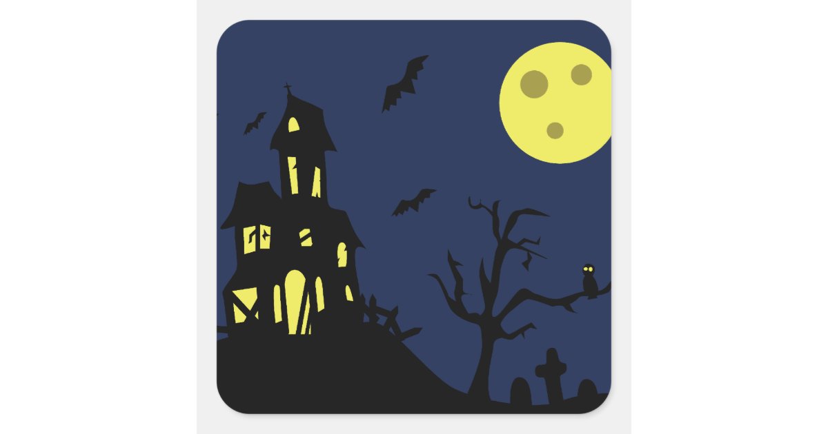 Haunted House Square Sticker | Zazzle
