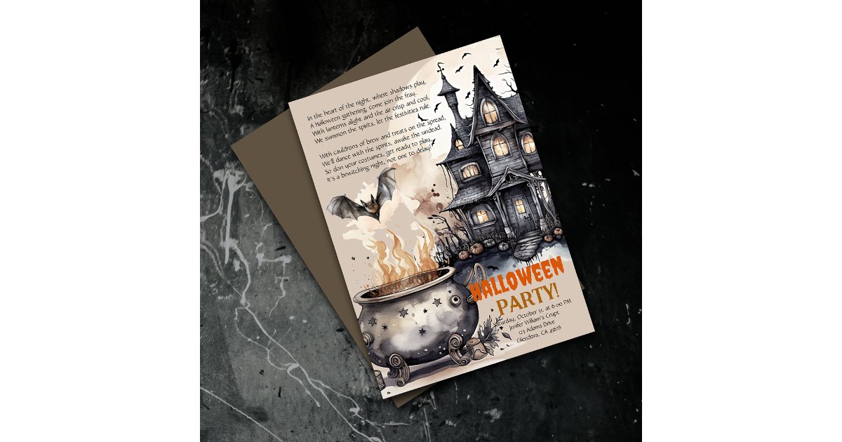 Haunted Mansion | Wicked Cauldron Poem Invitation | Zazzle