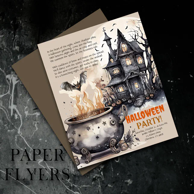 Haunted Mansion | Wicked Cauldron Poem Invitation Flyer | Zazzle