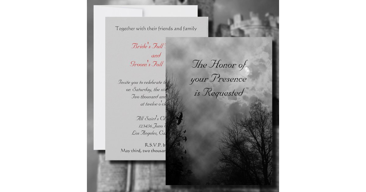 Haunted Road with Ravens Wedding Invitation | Zazzle