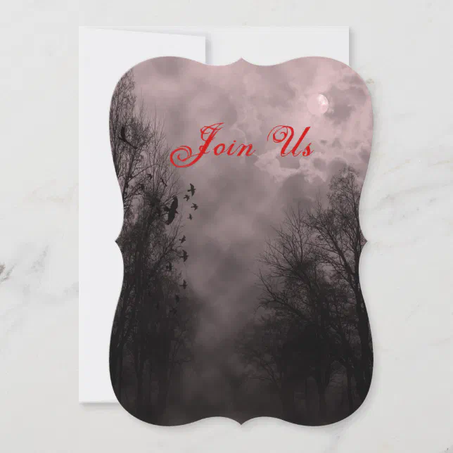 Haunted Sky and Ravens Custom Halloween Invitation | Zazzle