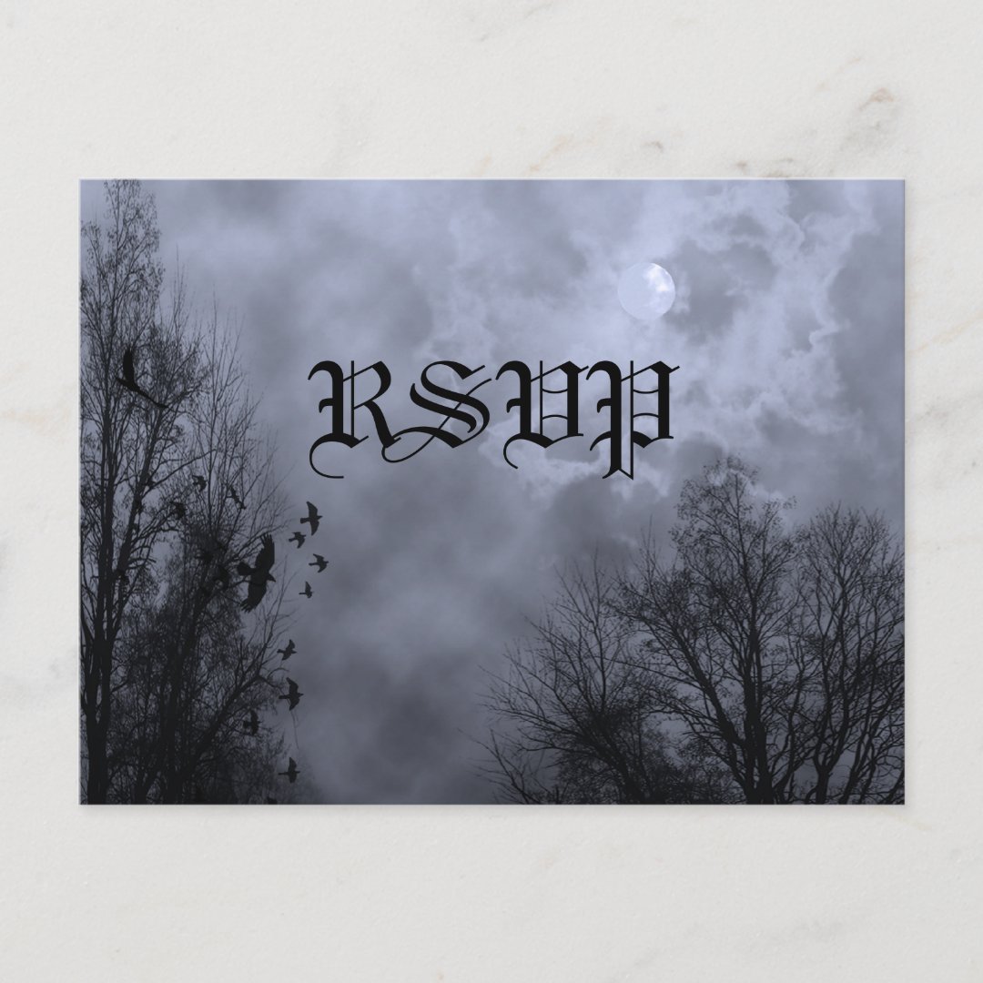 Haunted Sky Blue Mist Custom RSVP Postcard | Zazzle