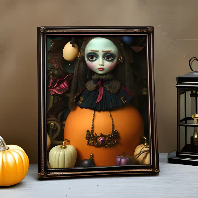 Haunting Beautiful Creepy Doll Portrait Halloween Poster | Zazzle