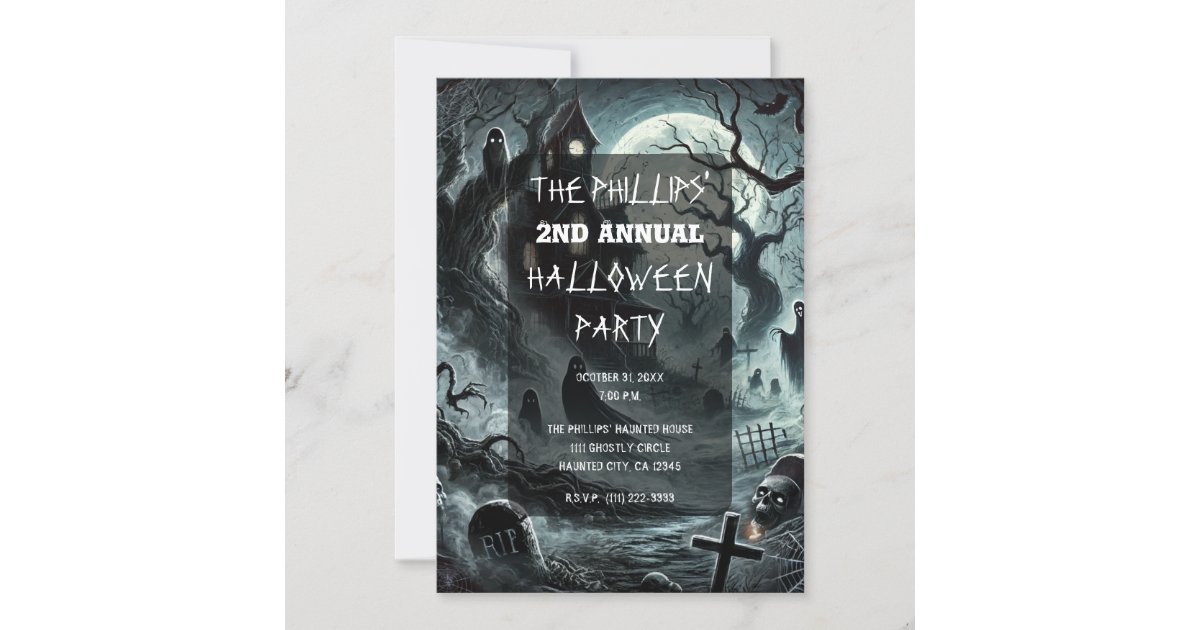 Haunting Night Scary Haunted House Halloween Party Invitation | Zazzle