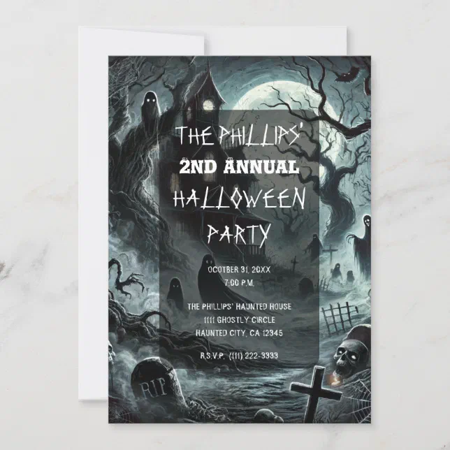Haunting Night Scary Haunted House Halloween Party Invitation | Zazzle