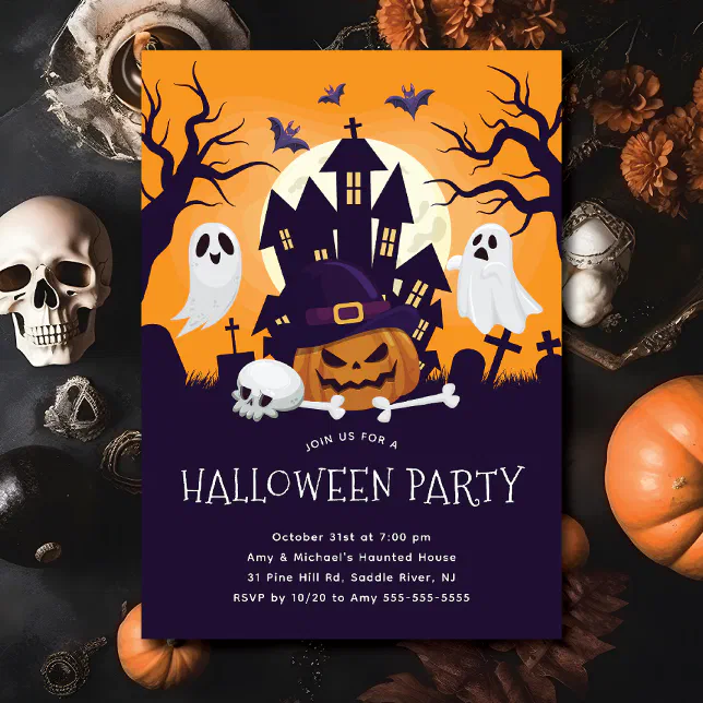 Hauntingly Fun Halloween Party Invitation | Zazzle