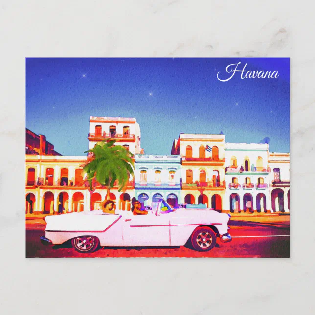 Havana Cuba Watercolor Travel Postcard | Zazzle