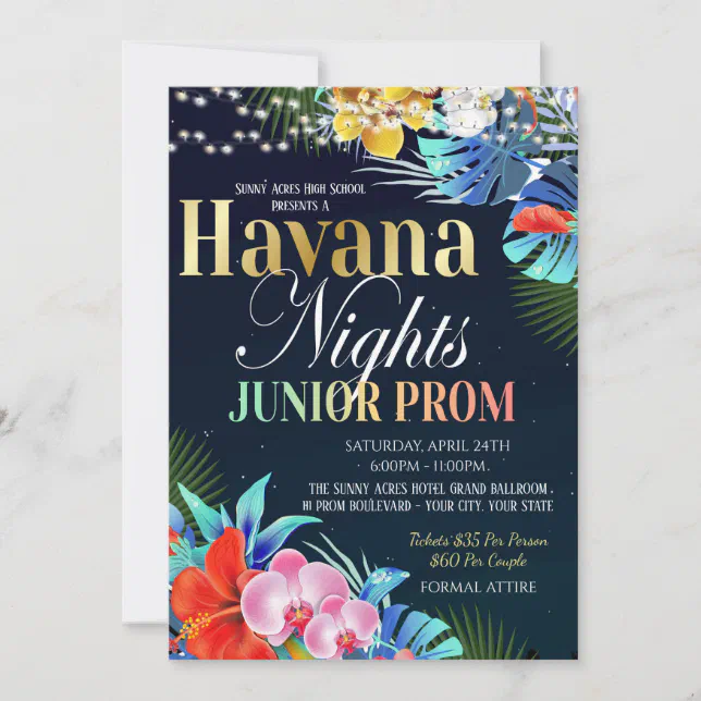 Havana Night Junior Prom Invitaiton Invitation | Zazzle
